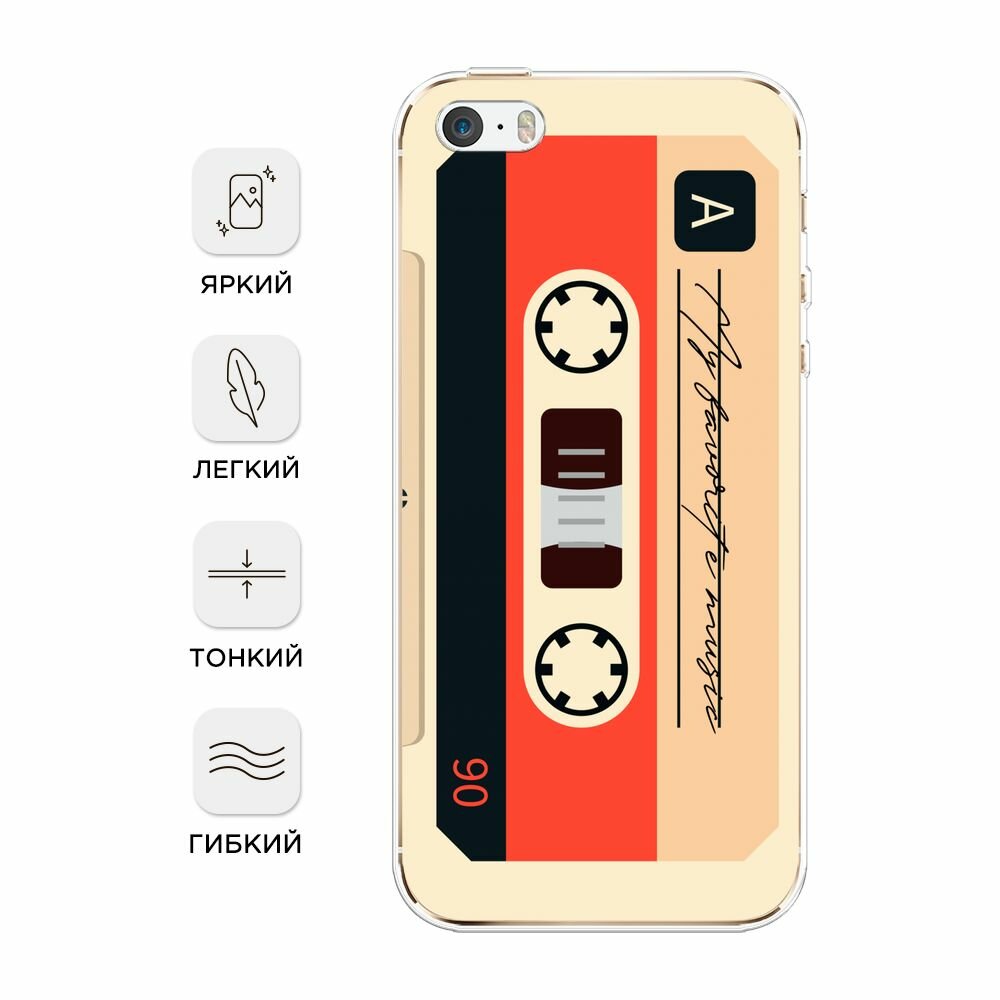 Чехол на Apple iPhone 5/5S/SE / Айфон 5/5S/SE с принтом "Бежевая кассета" — фото 1