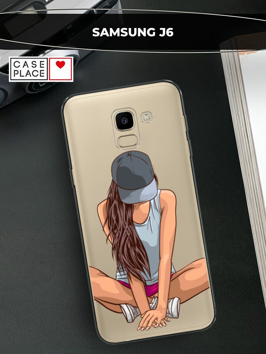 Чехол на Samsung Galaxy J6 2018 / Самсунг Галакси Джей 6 2018 с принтом "Девушка в кепочке", прозрачный