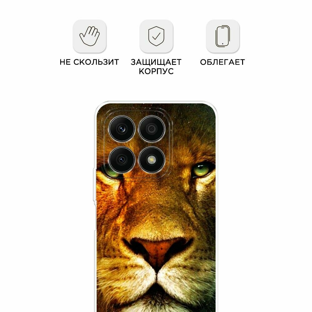 Силиконовый чехол на Honor X8A / Хонор X8A с принтом "Лев арт 8" — фото 1