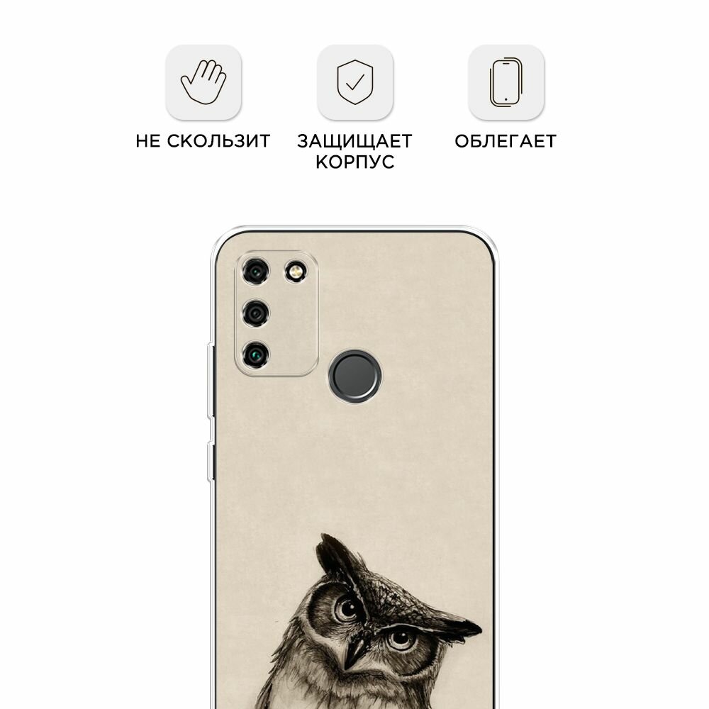 Силиконовый чехол на Honor 9A / Хонор 9А с принтом Сова — фото 1