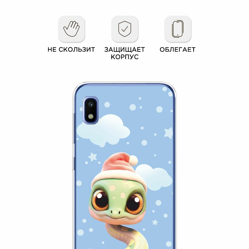 Чехол на Samsung Galaxy A10 / Самсунг Галакси А10 с принтом Зимняя змейка 1 — фото 1