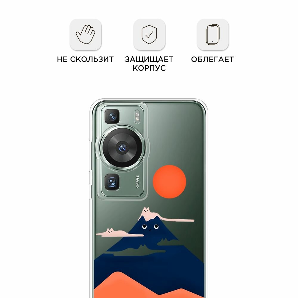 Чехол на Huawei P60/P60 Pro / Хуавей P60/P60 Про с принтом "Кот-гора", прозрачный — фото 1