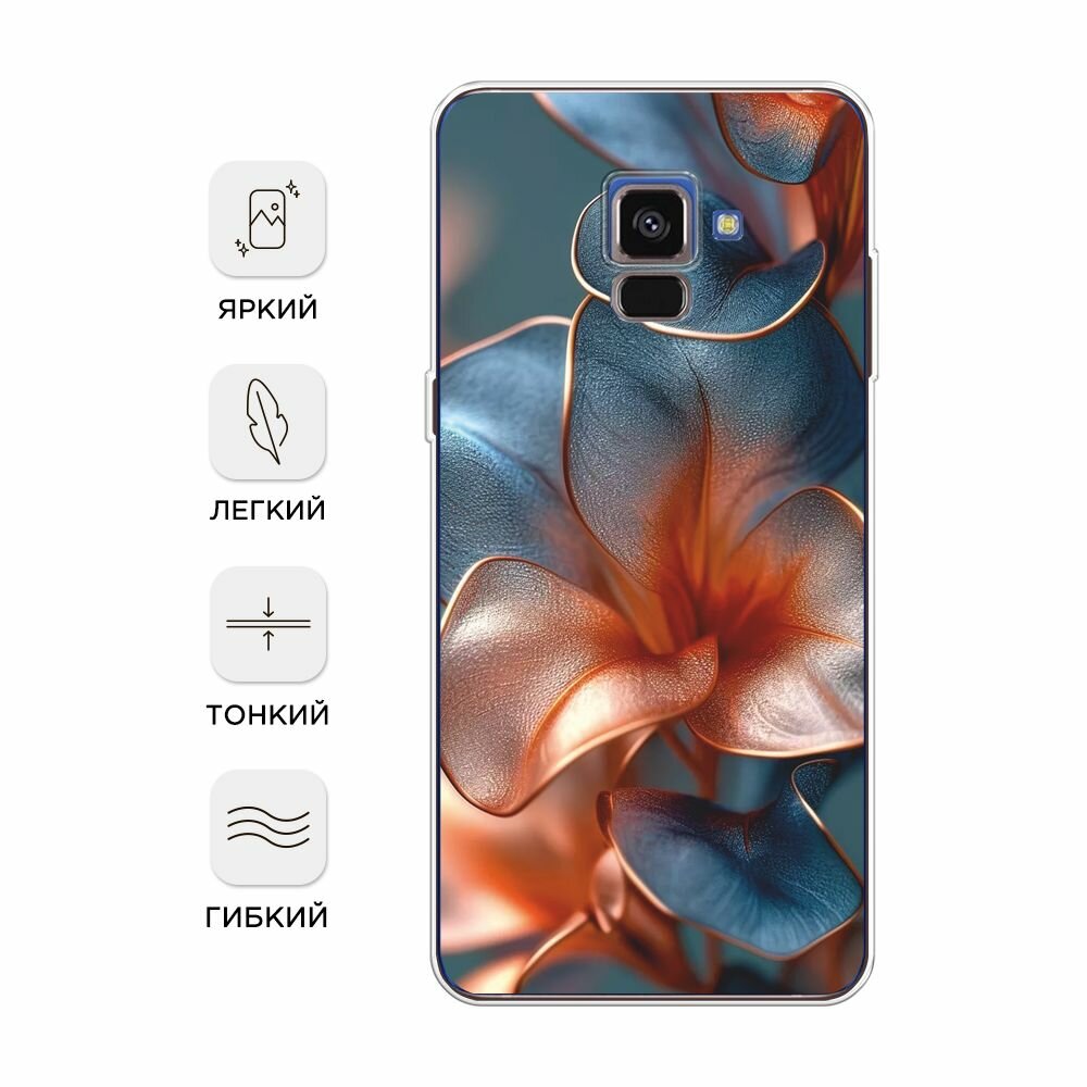 Чехол на Samsung Galaxy A8 2018 / Самсунг Галакси А8 2018 с принтом "Жемчужные цветы" — фото 1