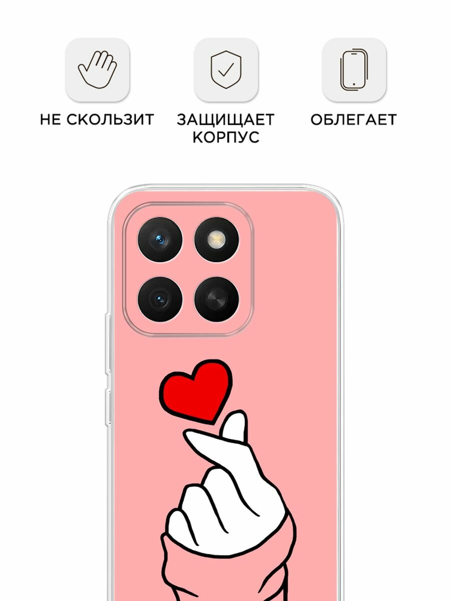 Силиконовый чехол на Honor X8c / Хонор X8c с принтом "Милое сердечко" — фото 1