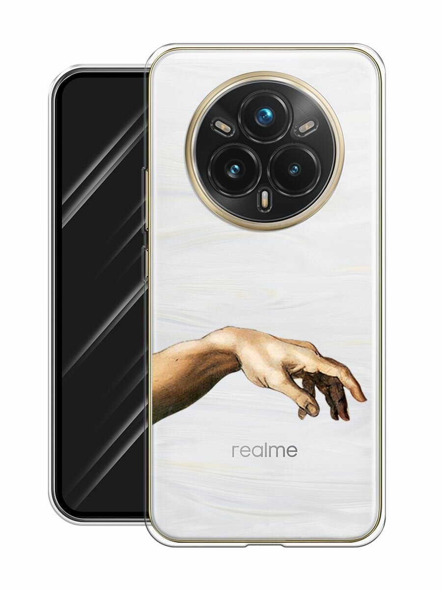 Чехол на Realme 14 Pro+ / Реалми 14 Про+ с принтом Creazione di Adamo 1, прозрачный — фото 1