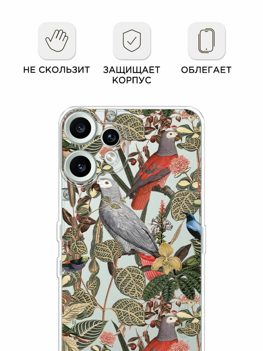 Чехол на CMF Phone 2 Pro / CMF Фон 2 Про с принтом "Tropical pattern", прозрачный — фото 1