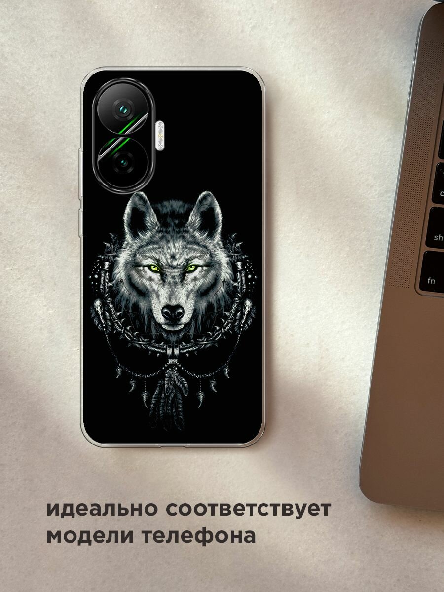 Силиконовый чехол на Poco F7 / Поко F7 с принтом "Волк оберег" — фото 1