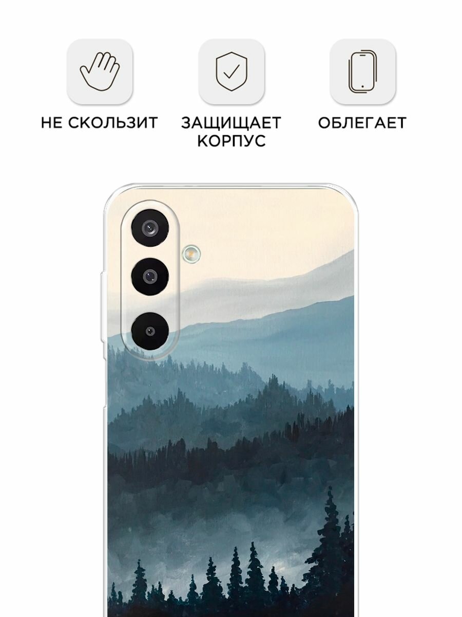 Чехол на Samsung Galaxy M16 / Самсунг Галакси М16 с принтом "Туманные горы" — фото 1
