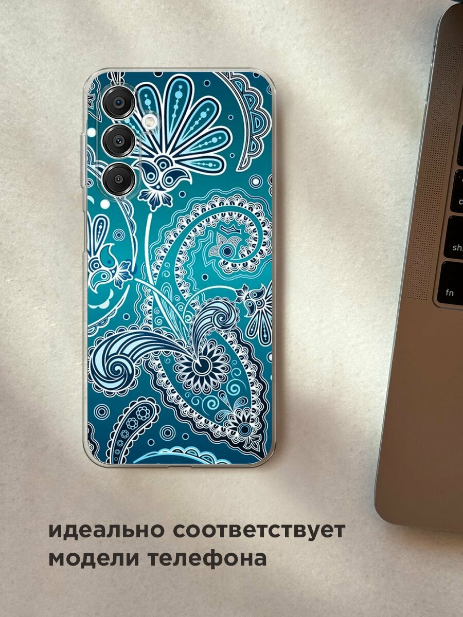 Чехол на Samsung Galaxy A16 / Самсунг А16 с принтом "Узоры на синем" — фото 1