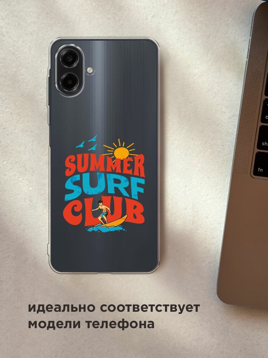 Чехол на Samsung Galaxy A07 / Самсунг А07 с принтом "Summer surf club", прозрачный — фото 1