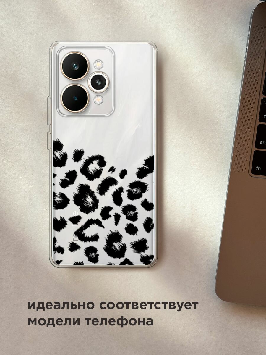 Чехол на Realme 15 Pro / Реалми 15 Про с принтом "Окрас леопарда фон черный", прозрачный — фото 1