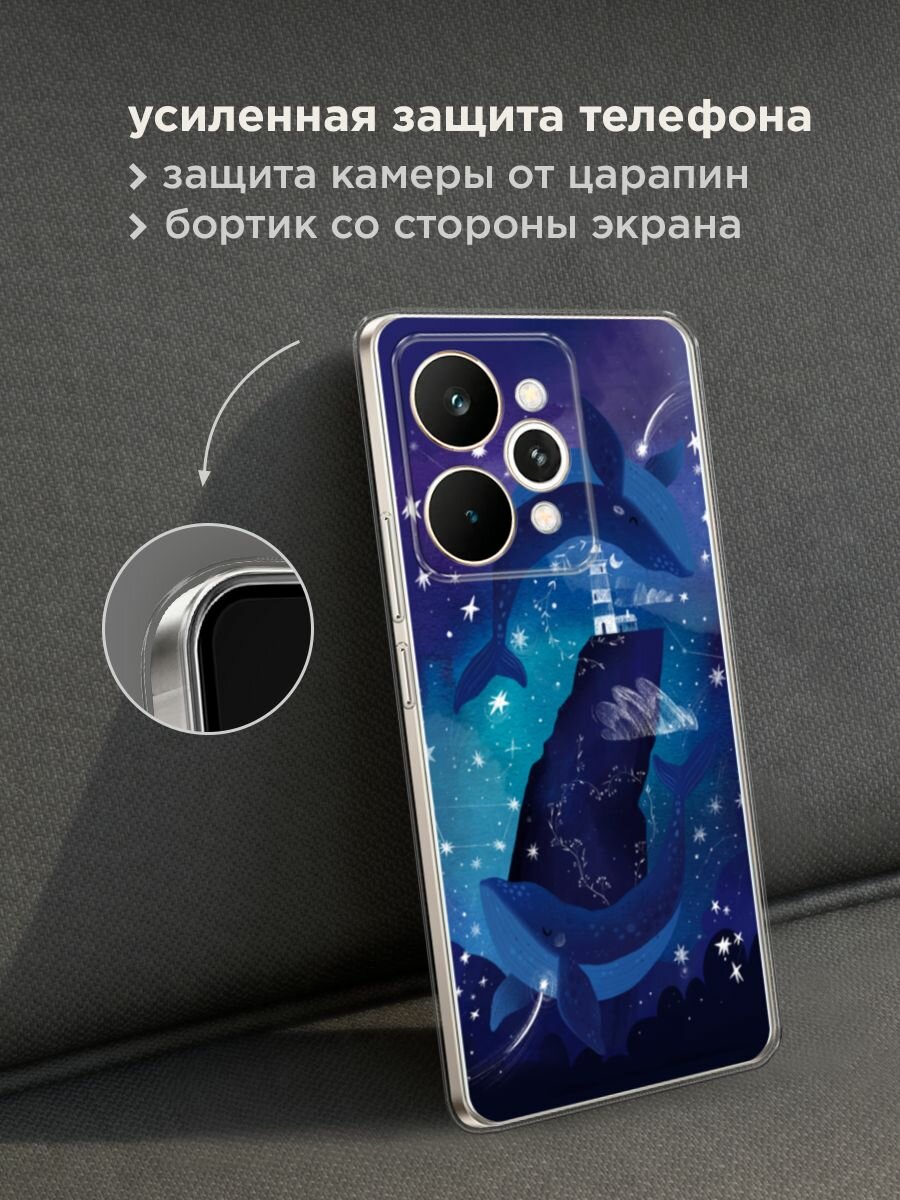 Чехол на Realme 15 Pro / Реалми 15 Про с принтом "Ночные киты" — фото 1