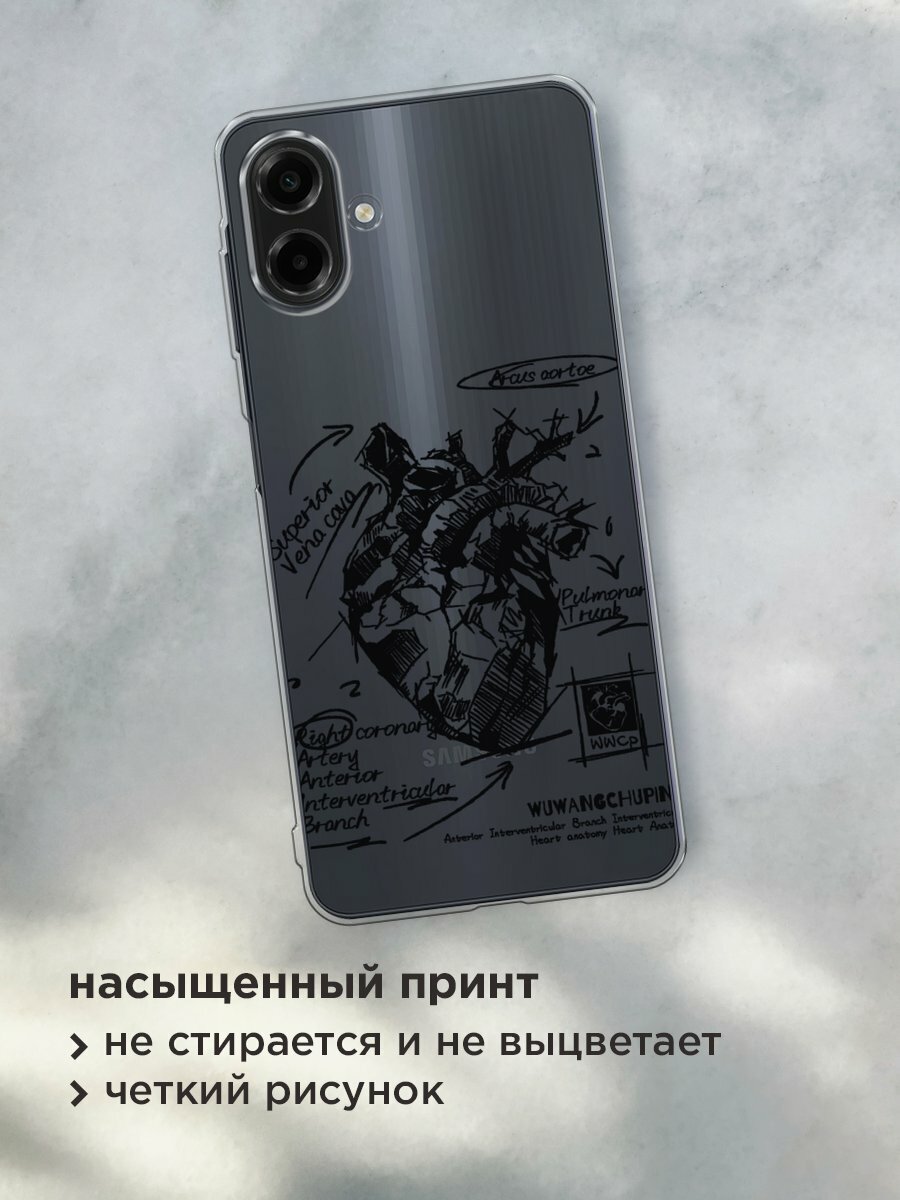 Чехол на Samsung Galaxy A07 / Самсунг А07 с принтом "Анатомическое сердце 2", прозрачный — фото 1