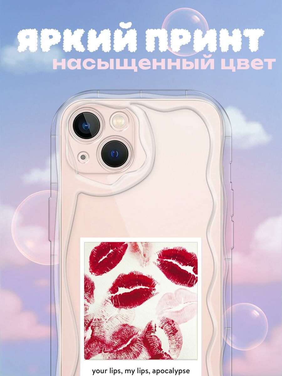 Чехол на Apple iPhone 13 / Айфон 13 с принтом Полароид губы 2 — фото 1