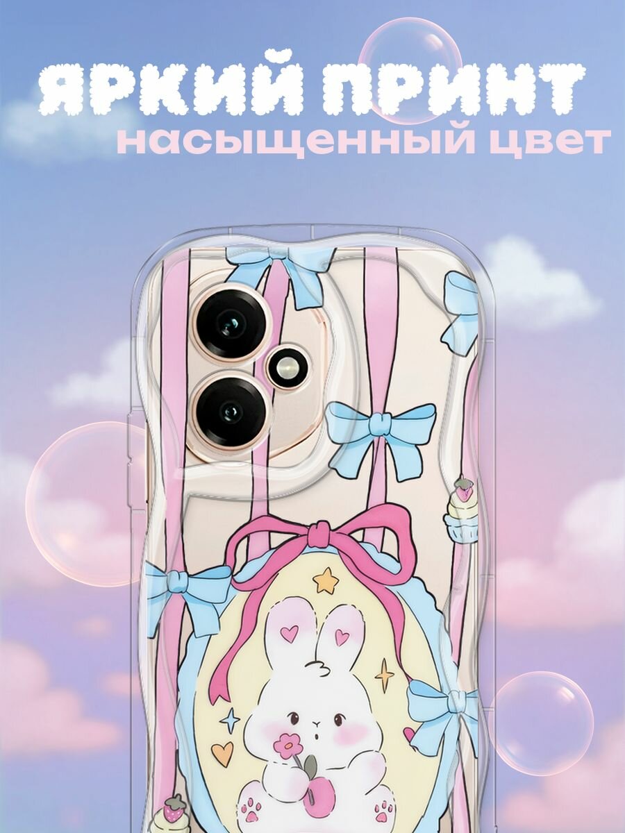 Чехол на Honor 400 / Хонор 400 с принтом "Кролик с ромашкой 1" — фото 1