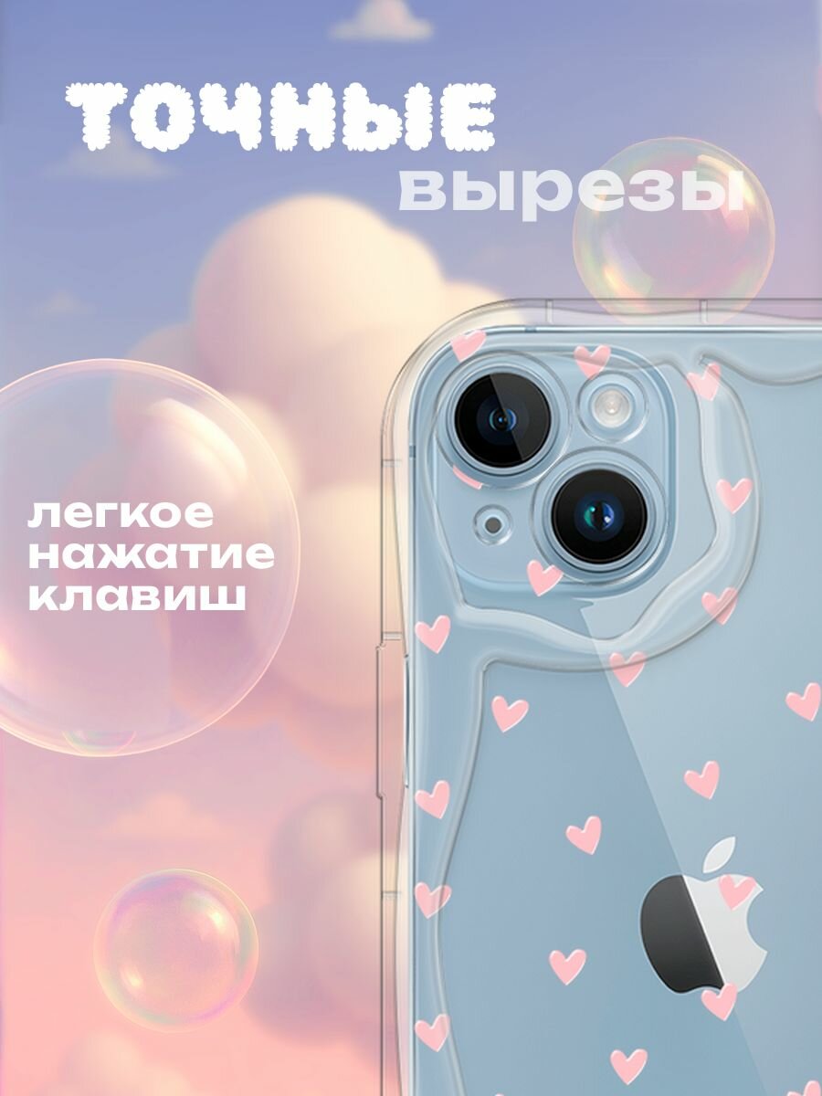 Чехол на Apple iPhone 14 / Айфон 14 с принтом Маленькие нежные сердечки — фото 1