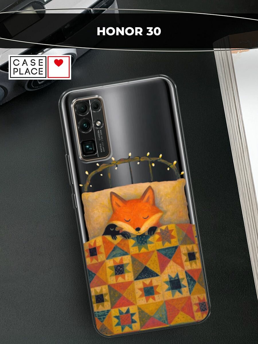 Чехол на Honor 30 / Хонор 30 с принтом "Лисичка спит", прозрачный