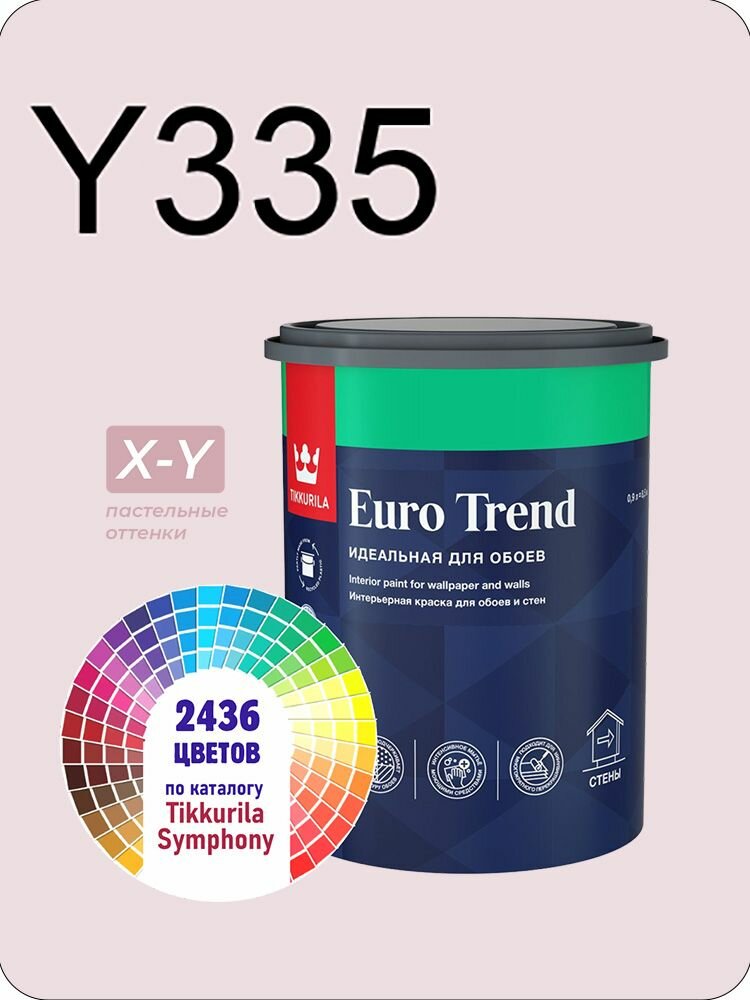 Краска для обоев Tikkurila Euro Trend 0,9л. пастельные оттенки Y335