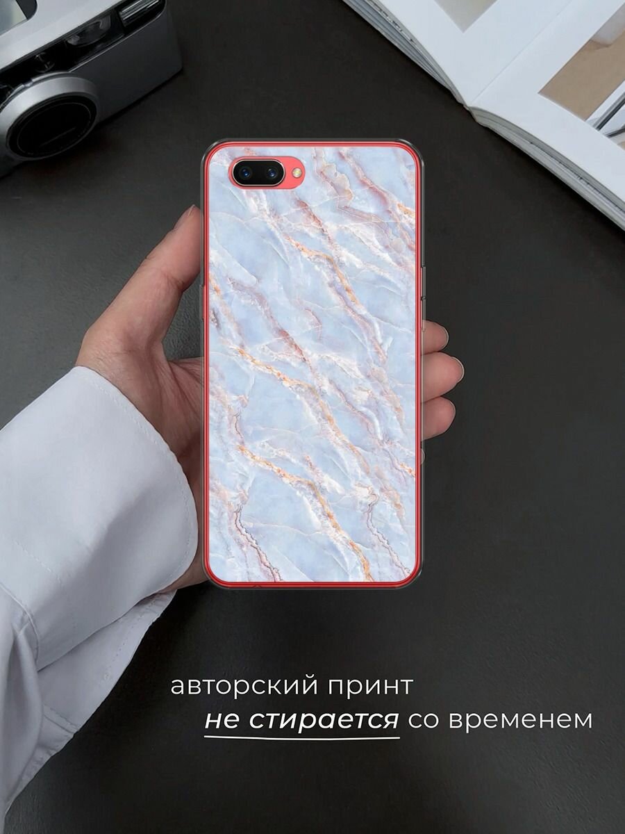 Силиконовый чехол на Oppo A3s / Oppo A3s с принтом "Сиреневый мрамор" — фото 1