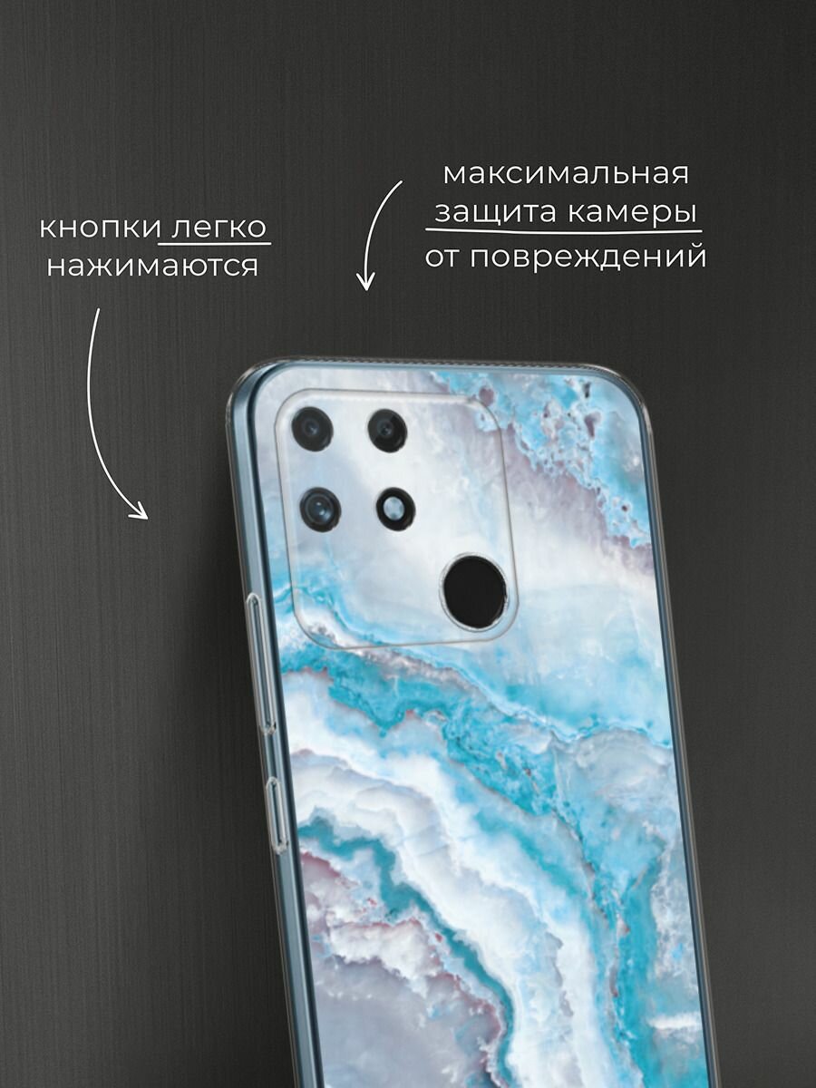 Чехол на Realme Narzo 50A / Реалми Нарзо 50A с принтом "Нежно-голубой мрамор" — фото 1