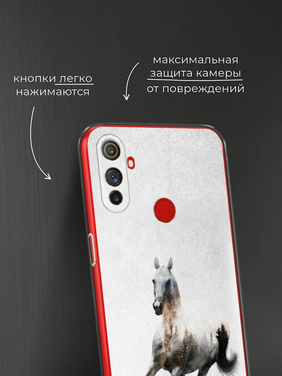 Силиконовый чехол на Realme C3 / Реалми C3 с принтом "Лошадь лес" — фото 1