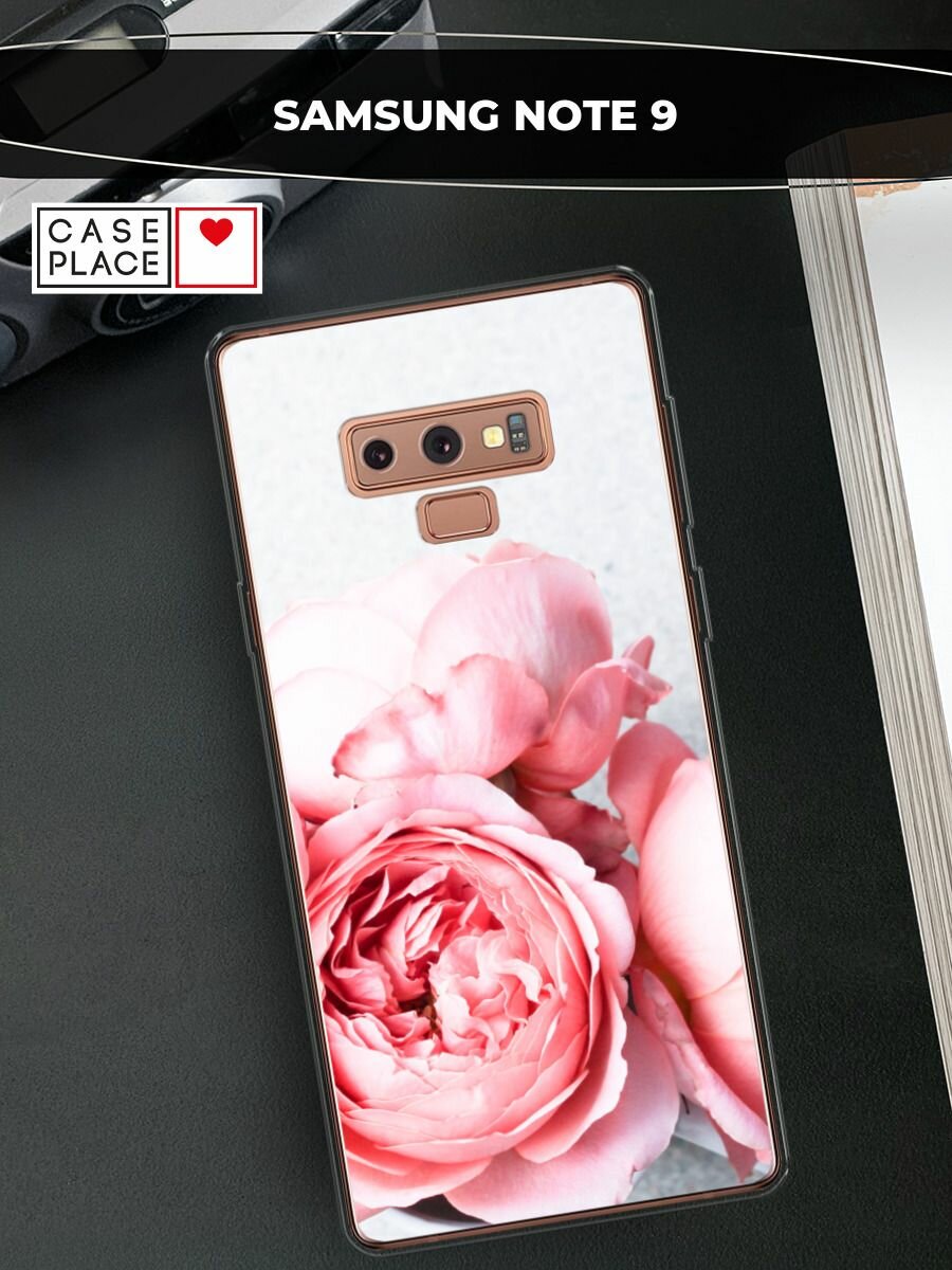 Чехол на Samsung Galaxy Note 9 / Самсунг Галакси Нот 9 с принтом "Пионы на белом"
