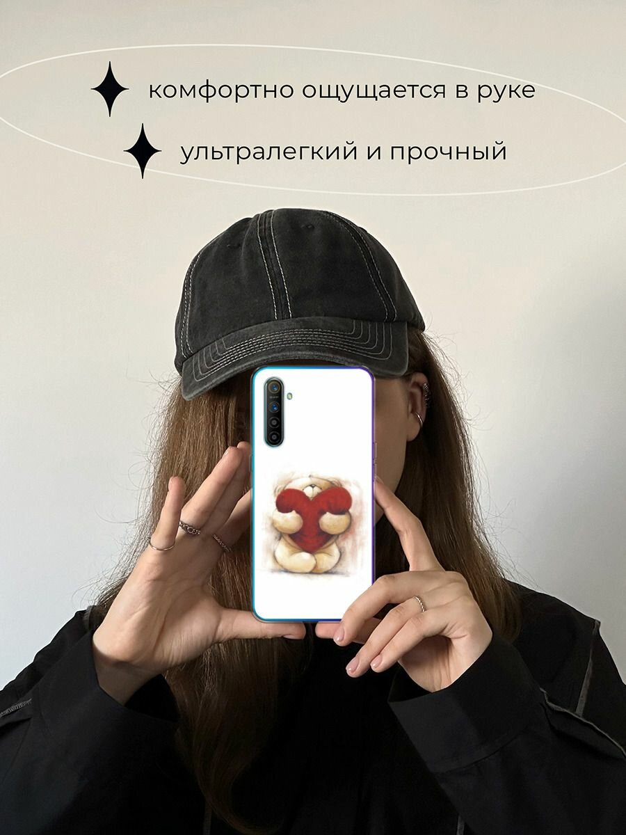 Чехол на Realme XT / Реалми XT с принтом "Мишка с сердцем 1" — фото 1