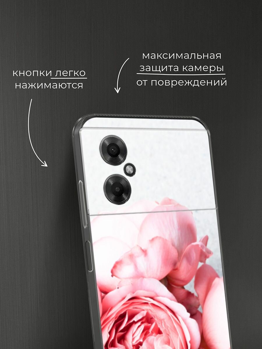Чехол на Xiaomi Poco M4 5G / Сяоми Поко M4 5G с принтом "Пионы на белом" — фото 1