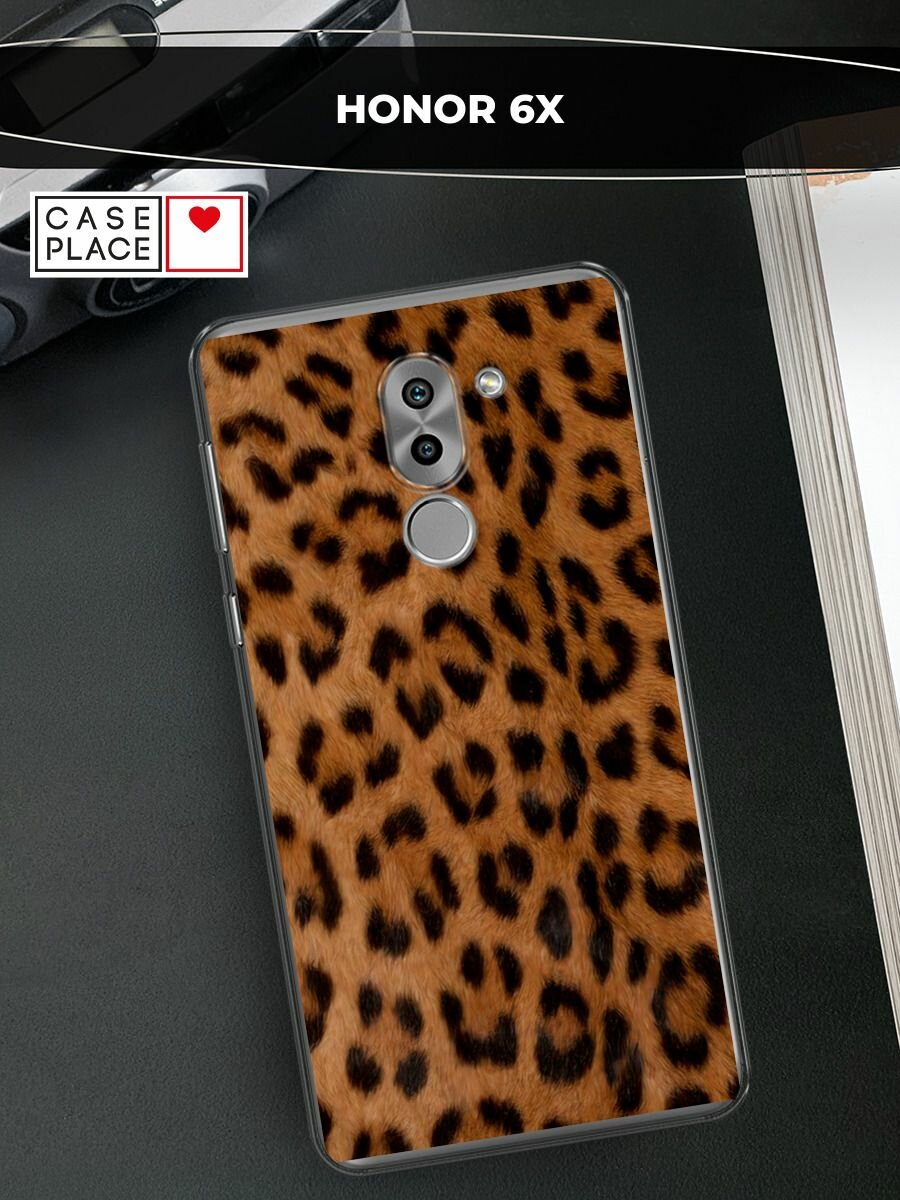 Силиконовый чехол на Honor 6X / Хонор 6Х с принтом "Мех леопарда"