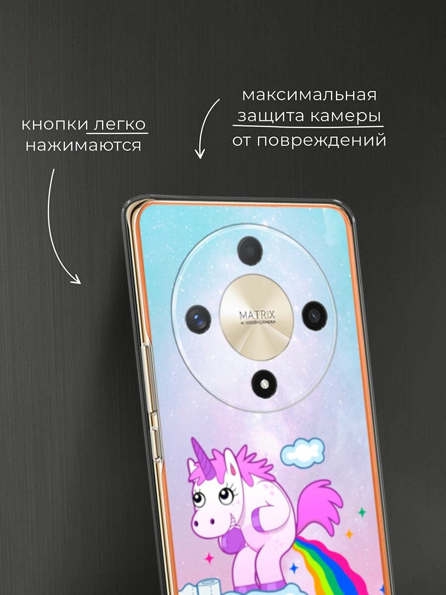 Силиконовый чехол на Honor X9b / Хонор X9B с принтом "Единорог какает" — фото 1