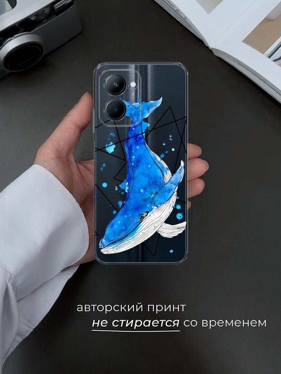 Чехол на Realme C33 / Реалми С33 с принтом "Кит графика", прозрачный — фото 1