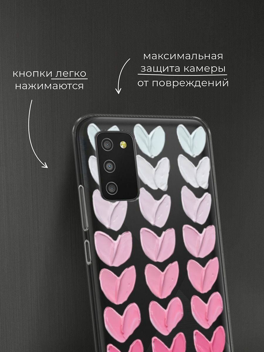 Чехол на Samsung Galaxy A02s / Самсунг Галакси A02s с принтом "Градиент из сердечек" — фото 1