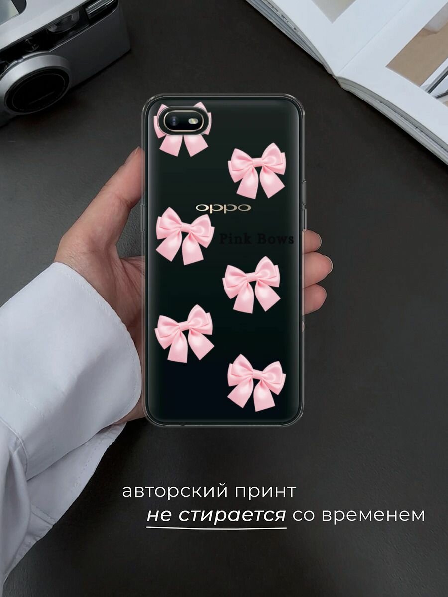 Чехол на Oppo A1k / Оппо А1к с принтом "Pink Bows", прозрачный — фото 1