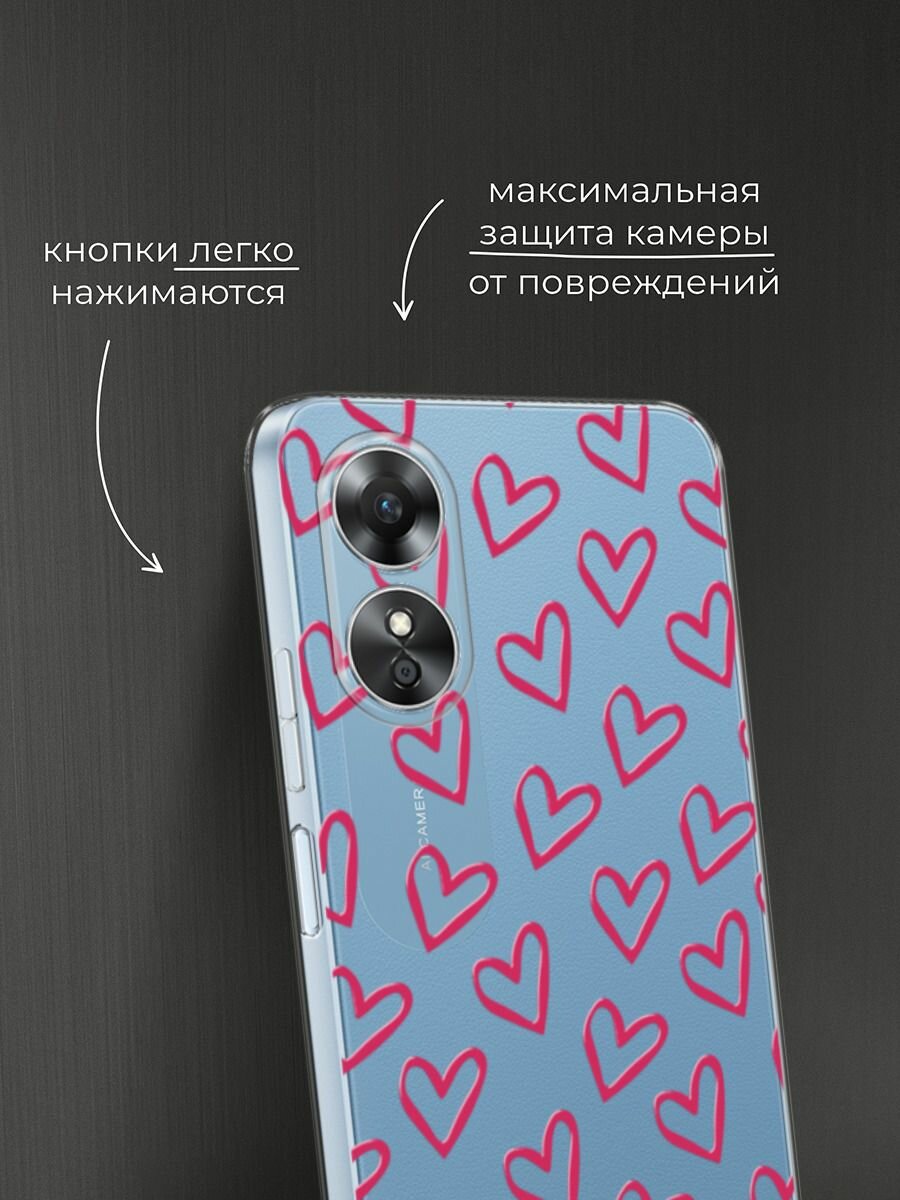 Чехол на Oppo A17 / Оппо A17 с принтом "Темные сердечки" — фото 1