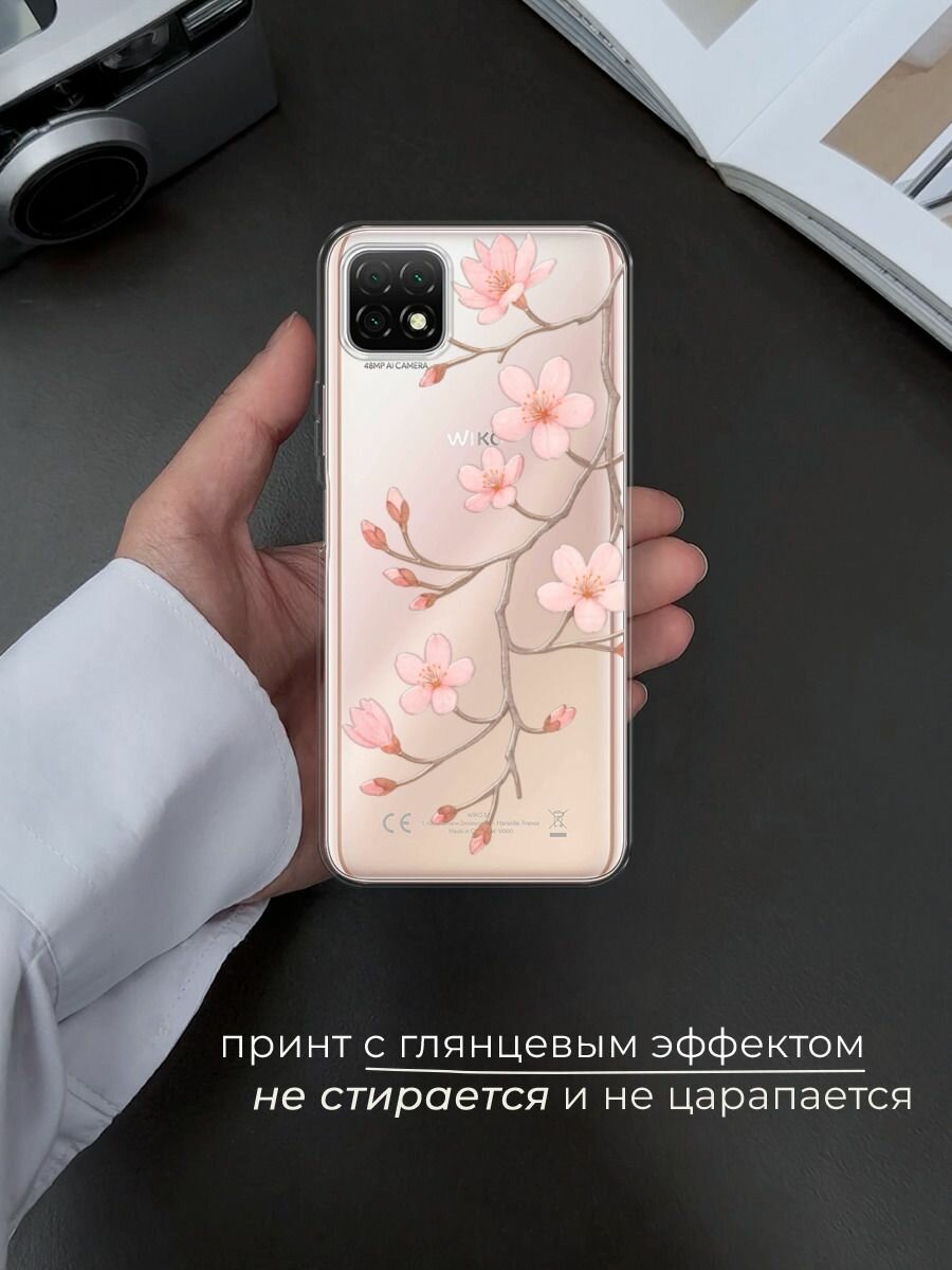 Чехол на Wiko T3 / Вико Т3 с принтом "Веточка распускающейся сакуры 2" — фото 1