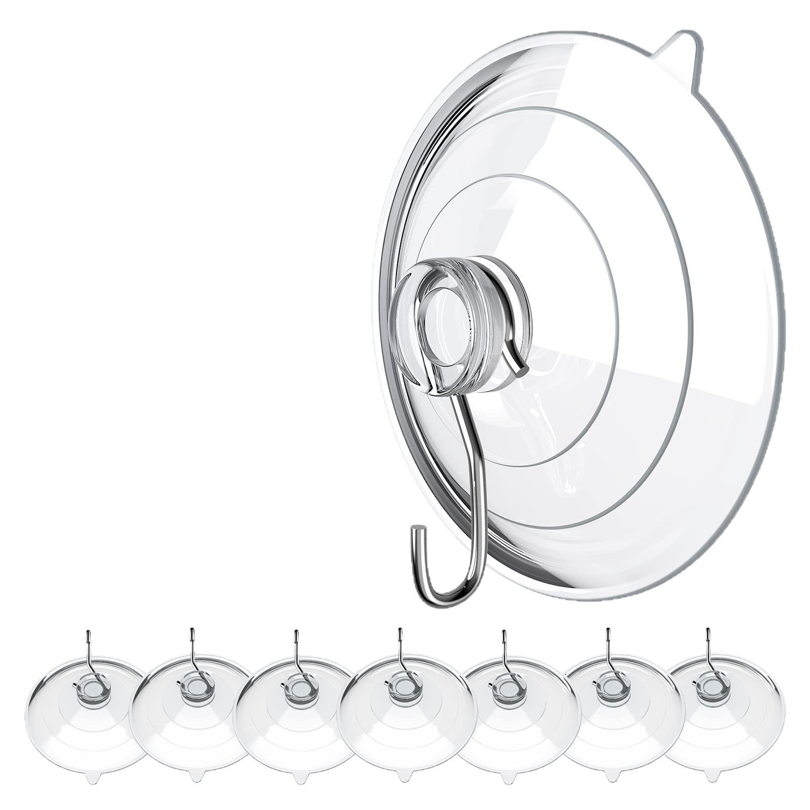 Потолочные крючки на присоски, Улучшенные 6 см прозрачные ПВХ присоски с металлическими крючками 7 LB Heavy Duty Съемные большие присоски для кухни ванной комнаты душа стена окно стеклянная дверь - 8 упаковок