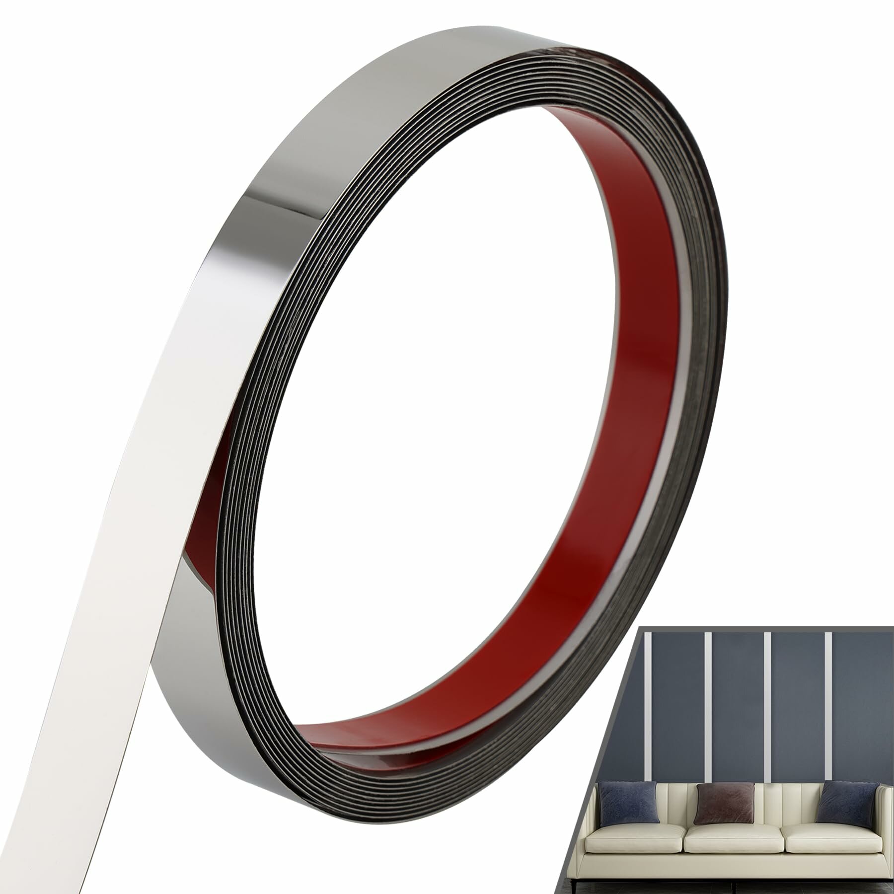 Ручка декоративная из нержавеющей стали 600мм * 50мм для бордюра фоновой стены потолка мебели самоклеющаяся линия нержавеющая сталь