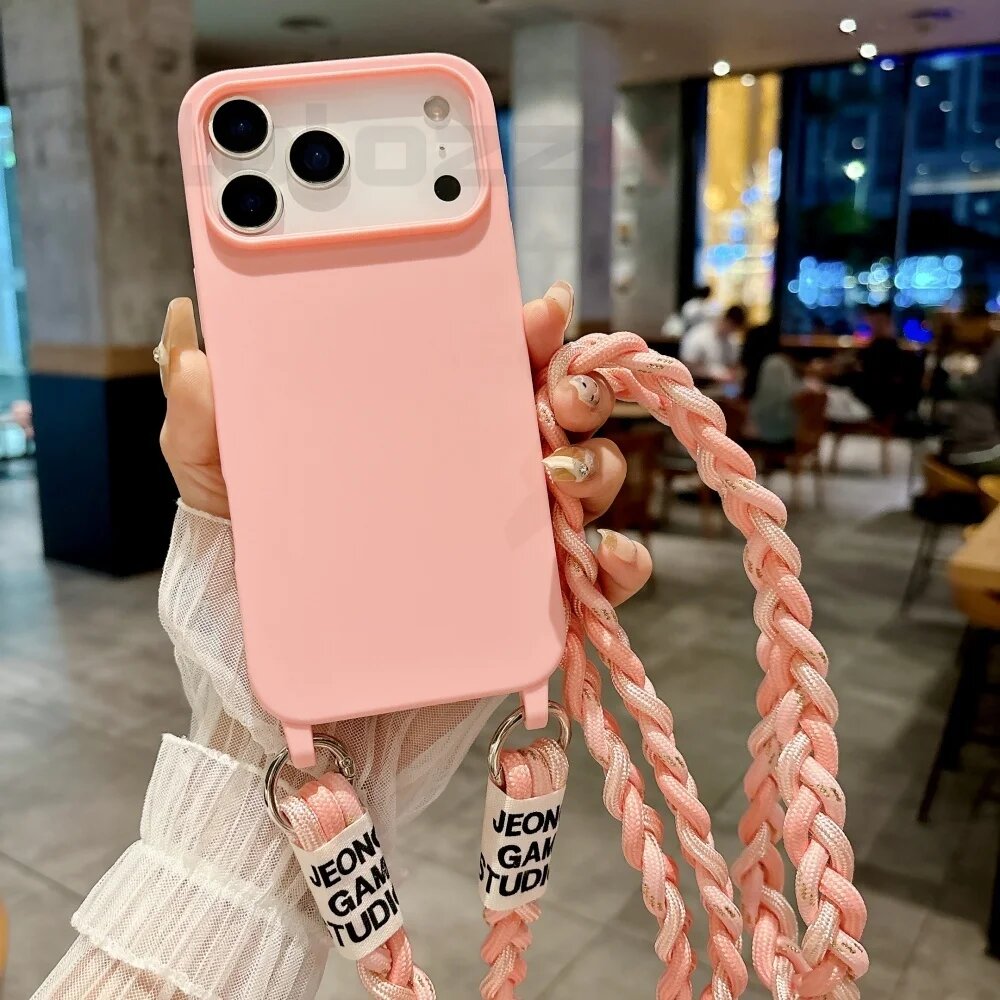 Розовый чехол-ремешок для iPhone 14 Pro