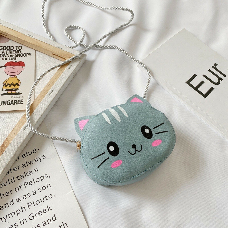 Детская сумка из искусственной кожи с ярким рисунком животного легкая для детей от 2 до 5 лет голубой