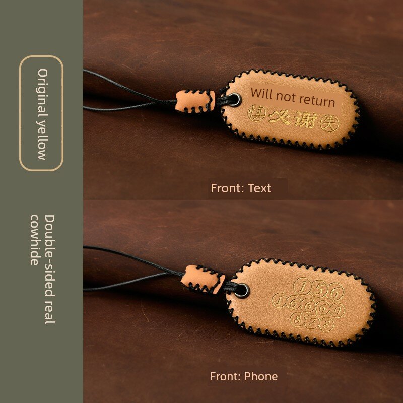 Кожаный держатель для автомобильных ключей с номером телефона, подвеска-брелок для телефона с защитой от потери,