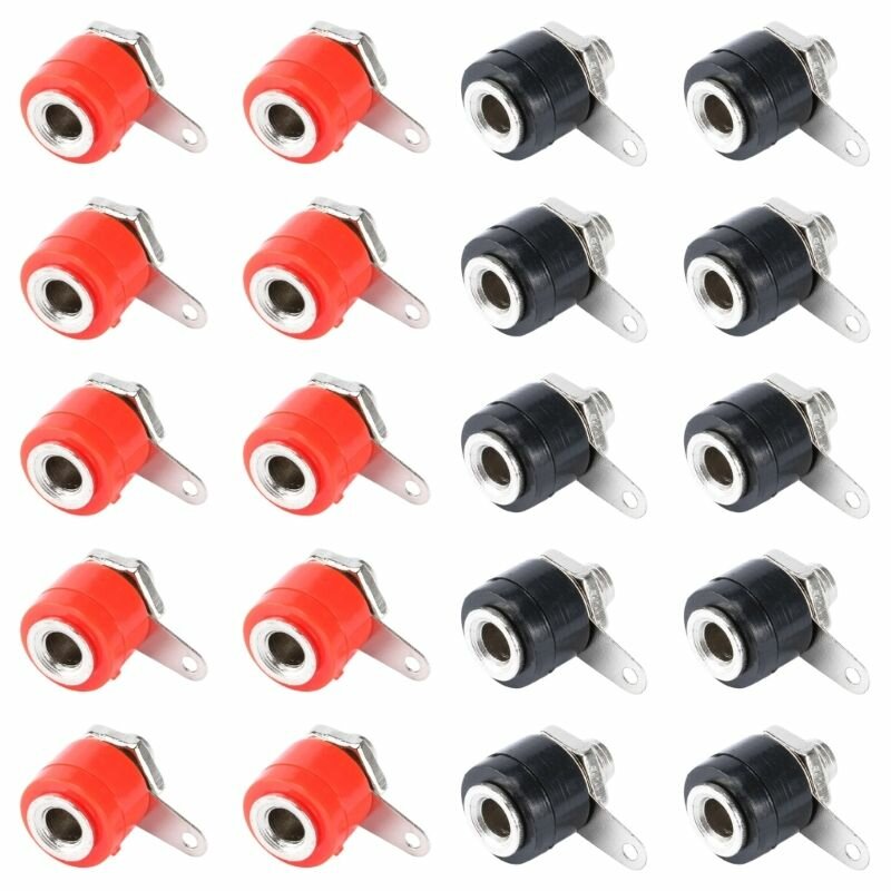 Аудиоаксессуары с банановой розеткой 20 шт, 4 мм-10 красных, 10 черных