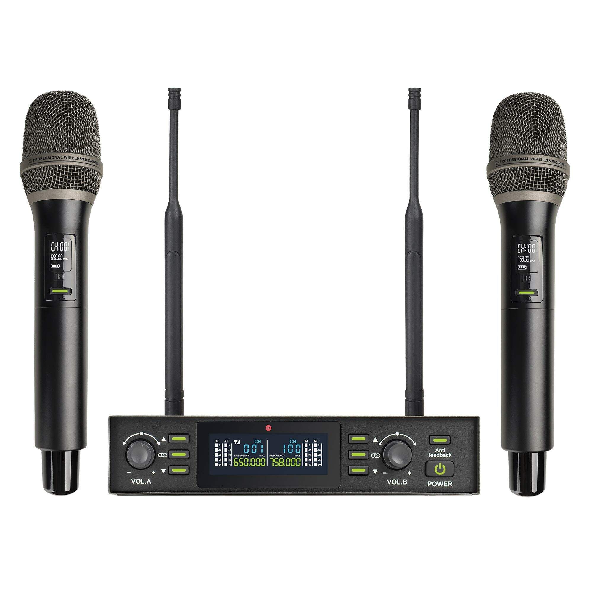 Радиосистема Axelvox DX800FK 2-канальная беспроводная цифровая вокальная, 2 ручных микрофона (650-758мгц)