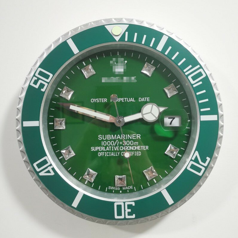 14inch Настенные часы Rolex Submariner с металлическим корпусом и увеличительным стеклом GMT, подходящие для залов в