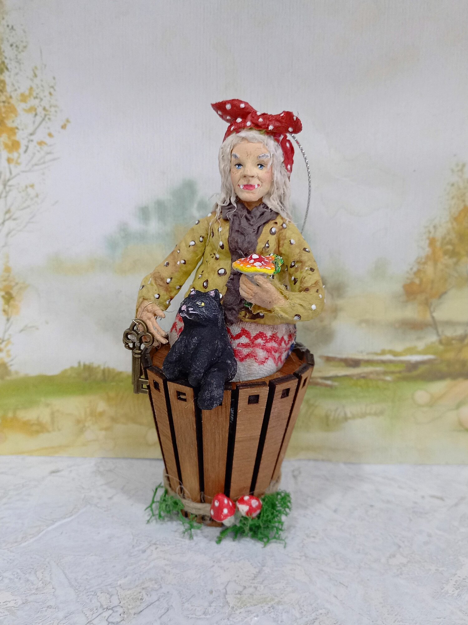 Ватная ёлочная игрушка "Баба Яга"