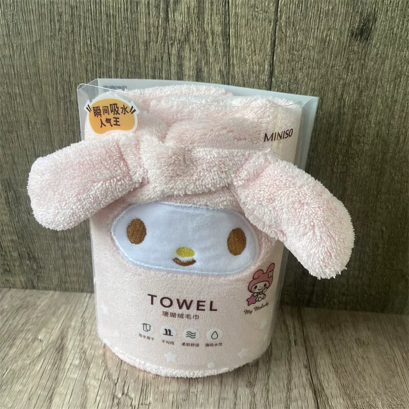 Мягкое впитывающее полотенце MINISO Sanrio из кораллового флиса, толстое полотенце для лица с мультяшным рисунком, для