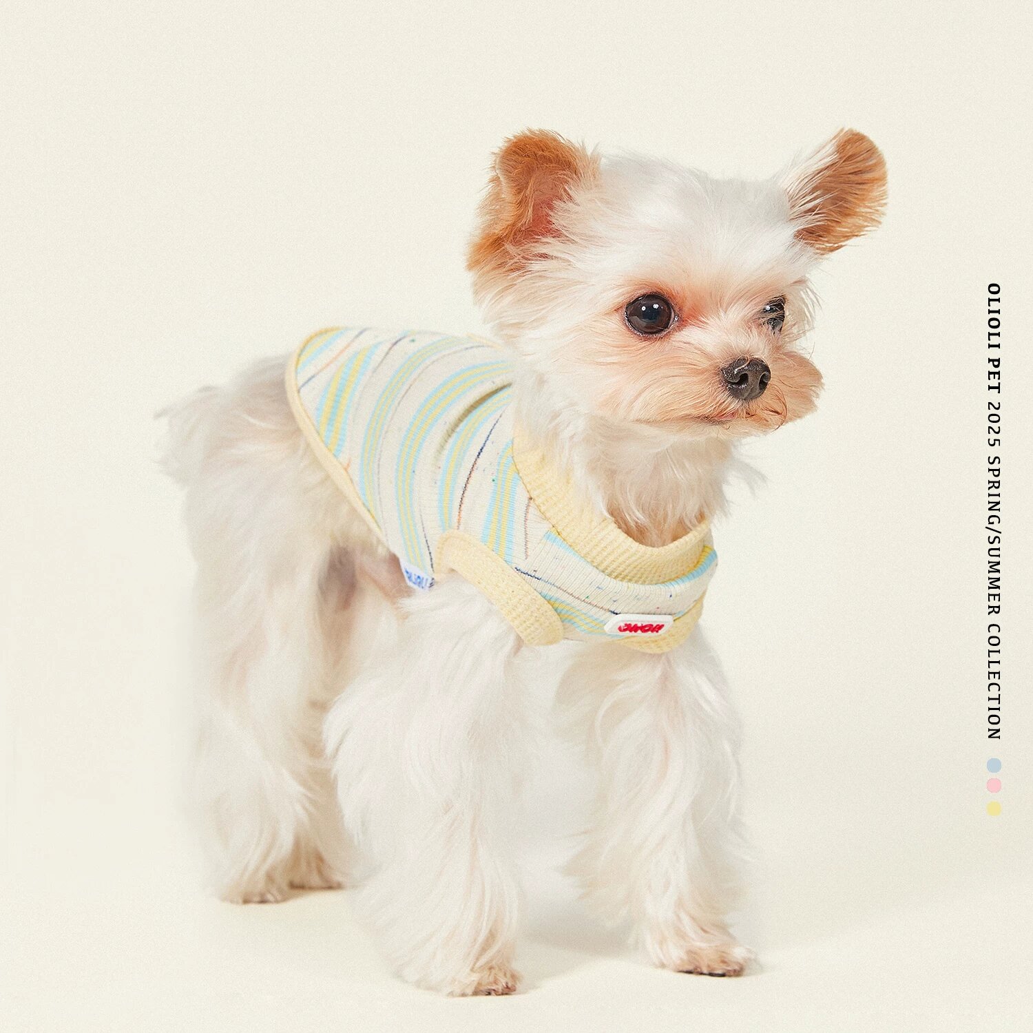 OLIOLI PET Полосатый легкий футболка для маленьких собак и кошек - Бежевый, XXS