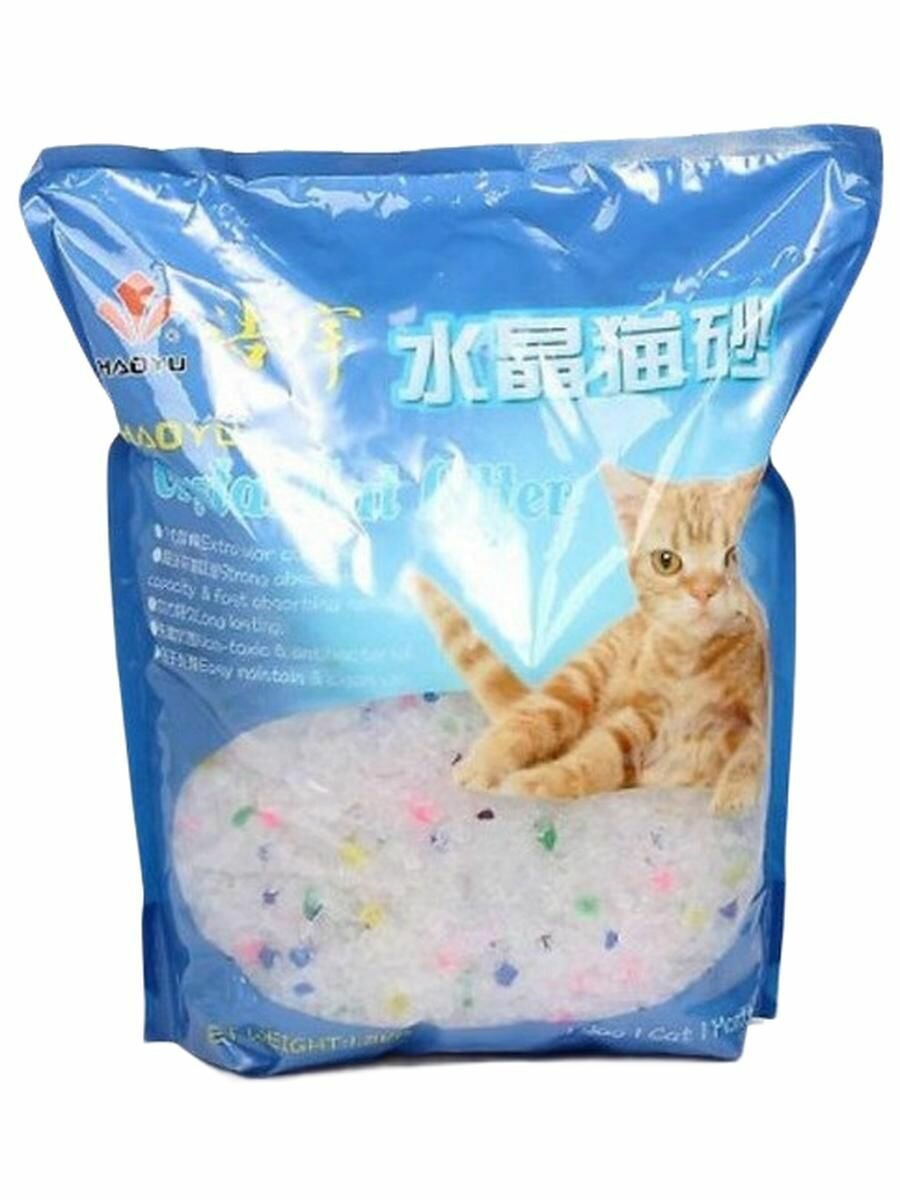 Наполнитель для кошачьего туалета Haoyu Crystal Cat Litter , силикагелевый, 1,8 кг