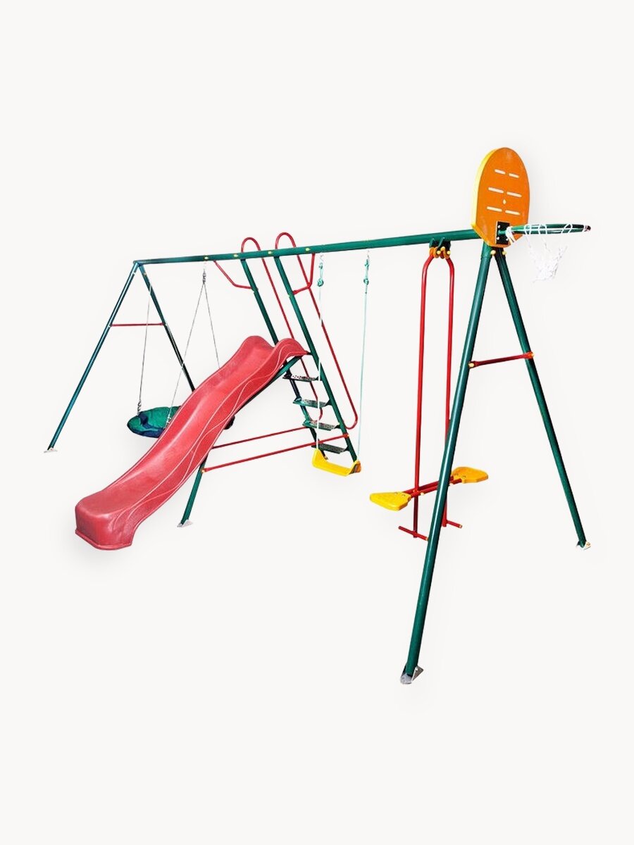 Игровой уличный комплект OLSA Солнышко-6 c660, 439х238х212 cм горка, качели, гнездо, баскетбольное кольцо