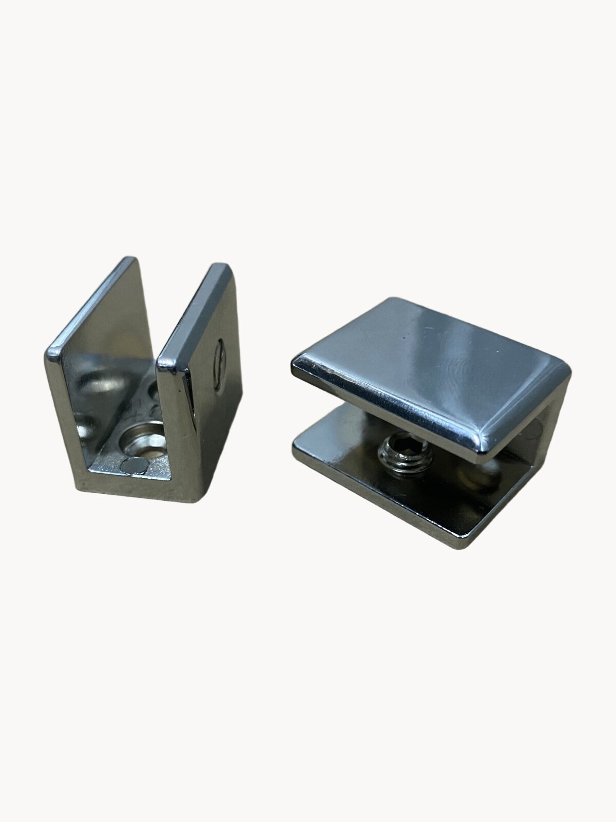 Держатели для толстого стекла Блок/2 с прижимом (2шт) прямоугольные, Хром