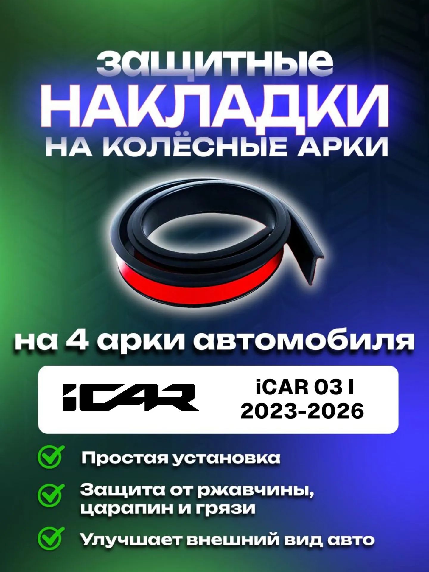 Накладки на арки автомобиля iCAR 03 I (2023-2026)/ Айкар 03 1 поколение защитные